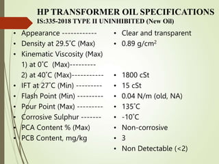 TRANSFORMER OIL classifications and specifications | PPT