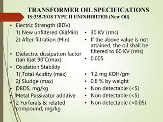 TRANSFORMER OIL classifications and specifications | PPT