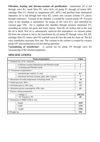 Transformer oil purification plant globecore CMM(UVM) 4-7 | PDF | Home Appliances | Home & Garden
