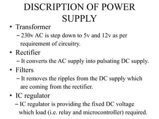 Transformer protection using microcontroller and gsm technology | PPTX