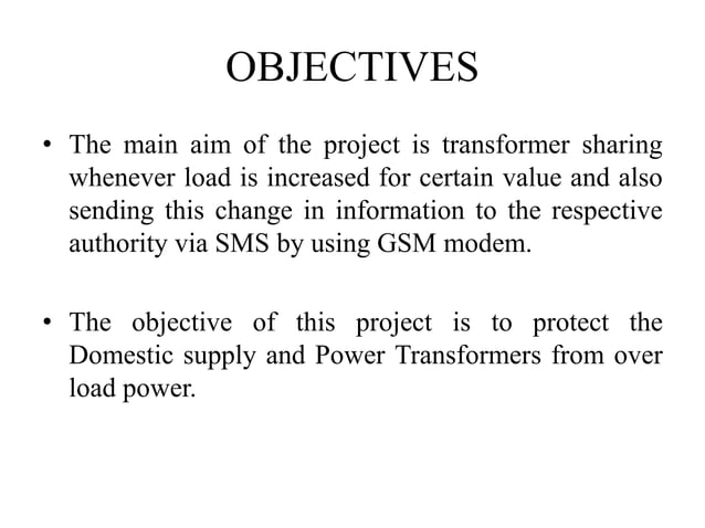 Transformer protection using microcontroller and gsm technology | PPT