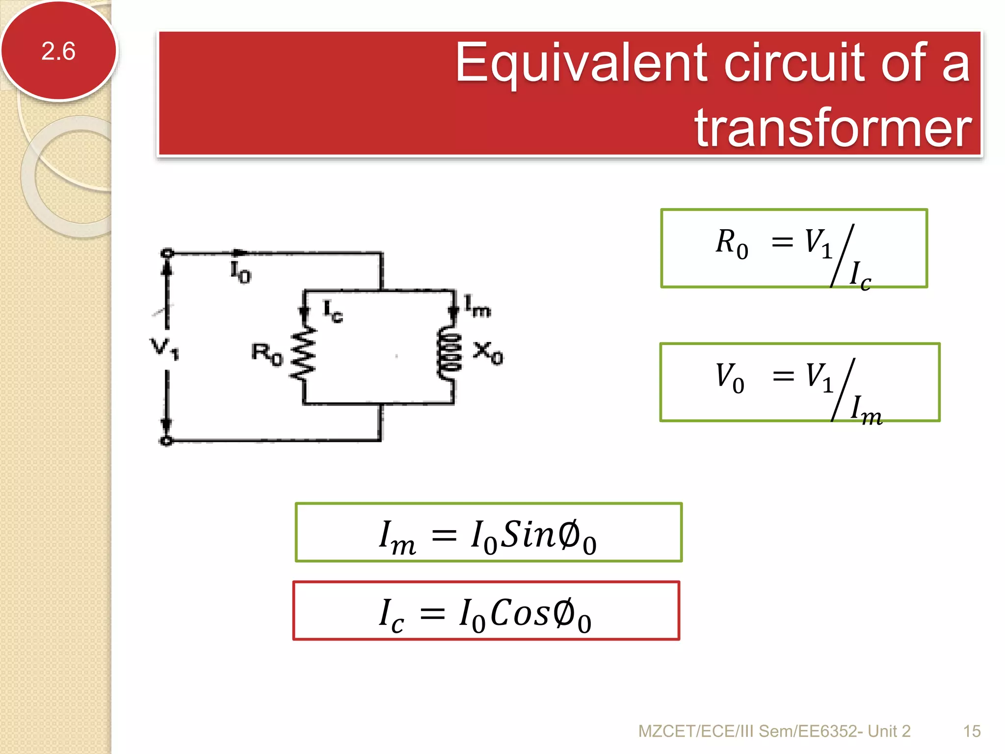Transformer ratio & equivalent circuit of transformer | PPTX