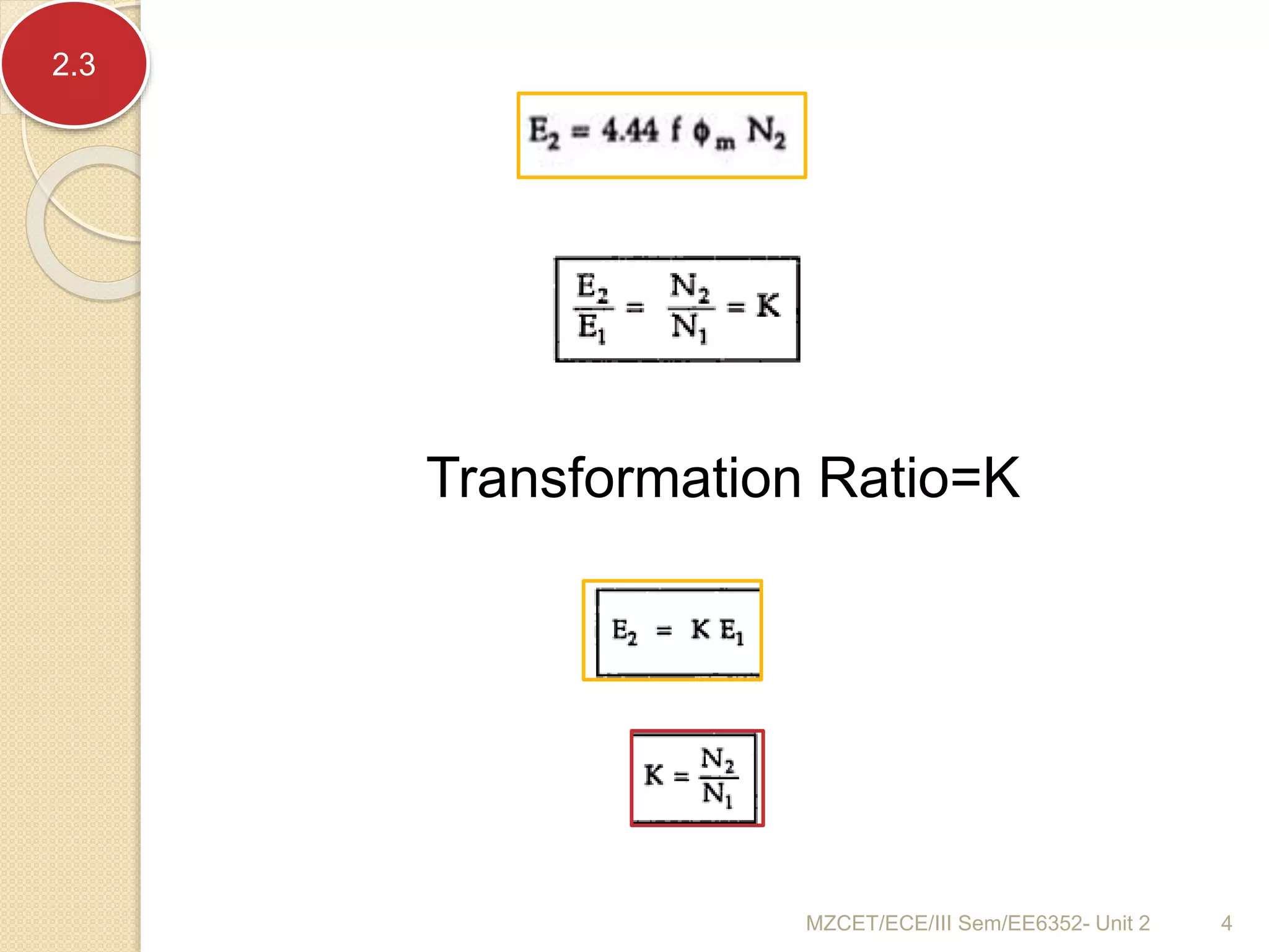 Transformer ratio & equivalent circuit of transformer | PPTX