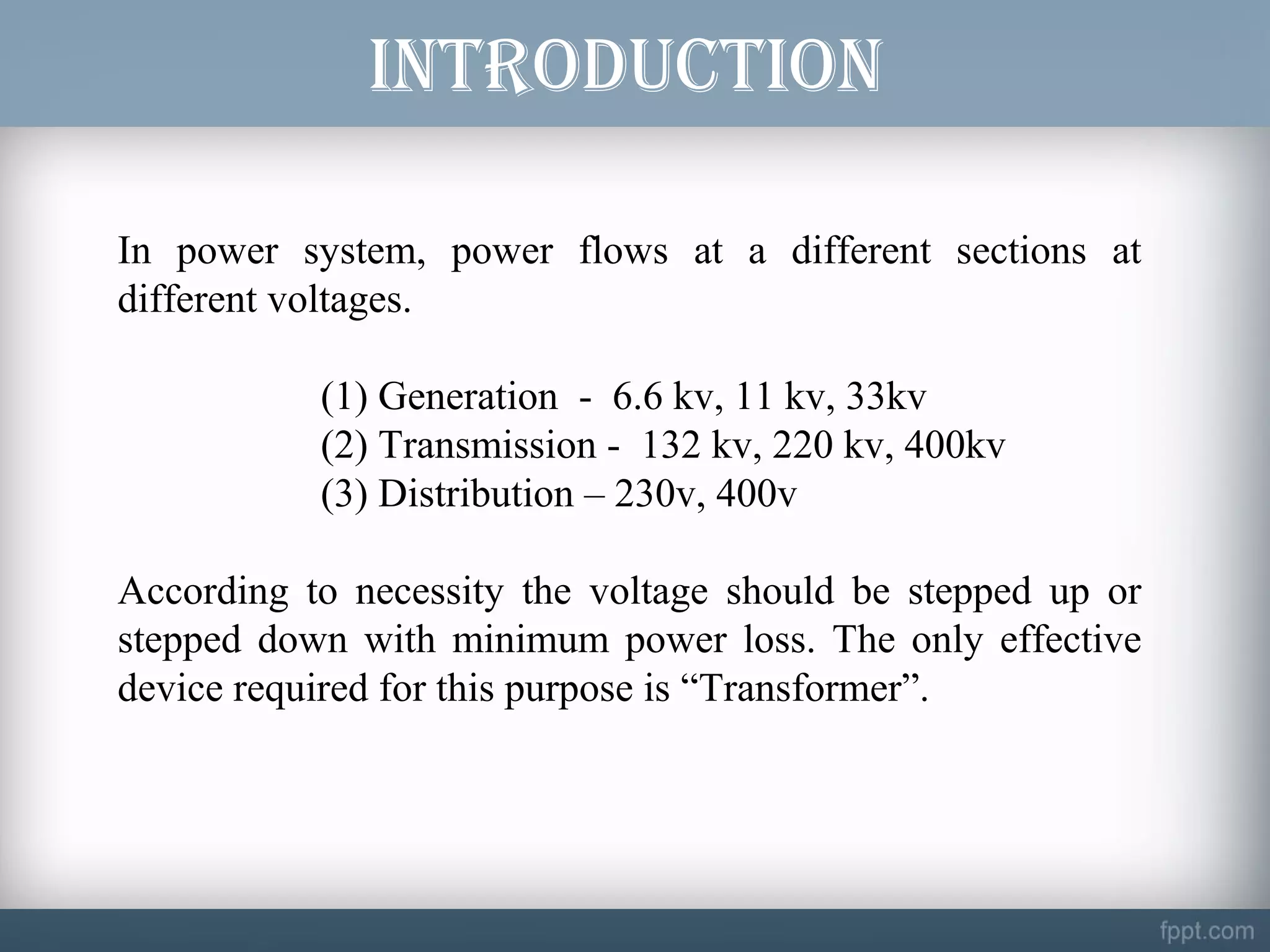 construction, types and working principle of single phase transformer | PPT