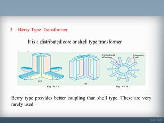 construction, types and working principle of single phase transformer | PPT
