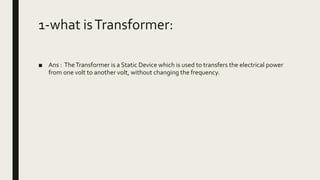 Transformers interview questions and answers | PPTX