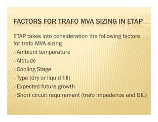 ETAP - Transformer sizing using etap | PDF