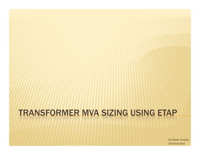ETAP - Transformer sizing using etap | PDF