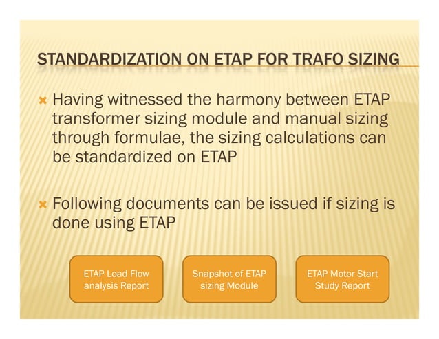 ETAP - Transformer sizing using etap | PDF