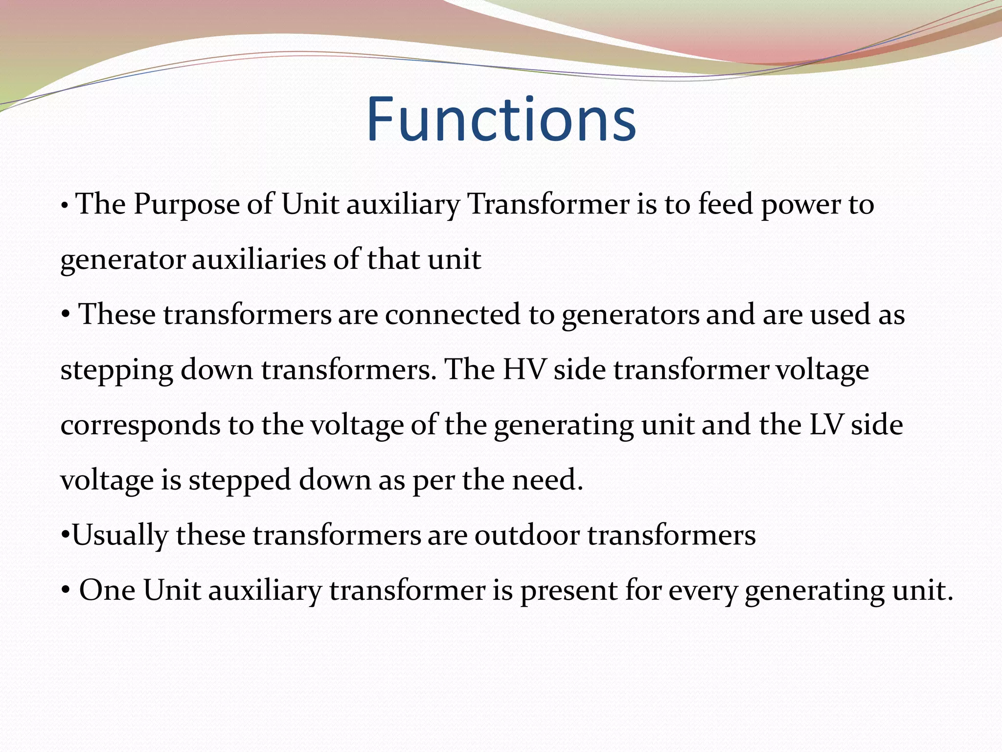 Different types of Transformers used in Generating Station | PPTX