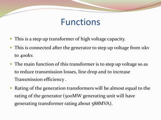 Different types of Transformers used in Generating Station | PPTX