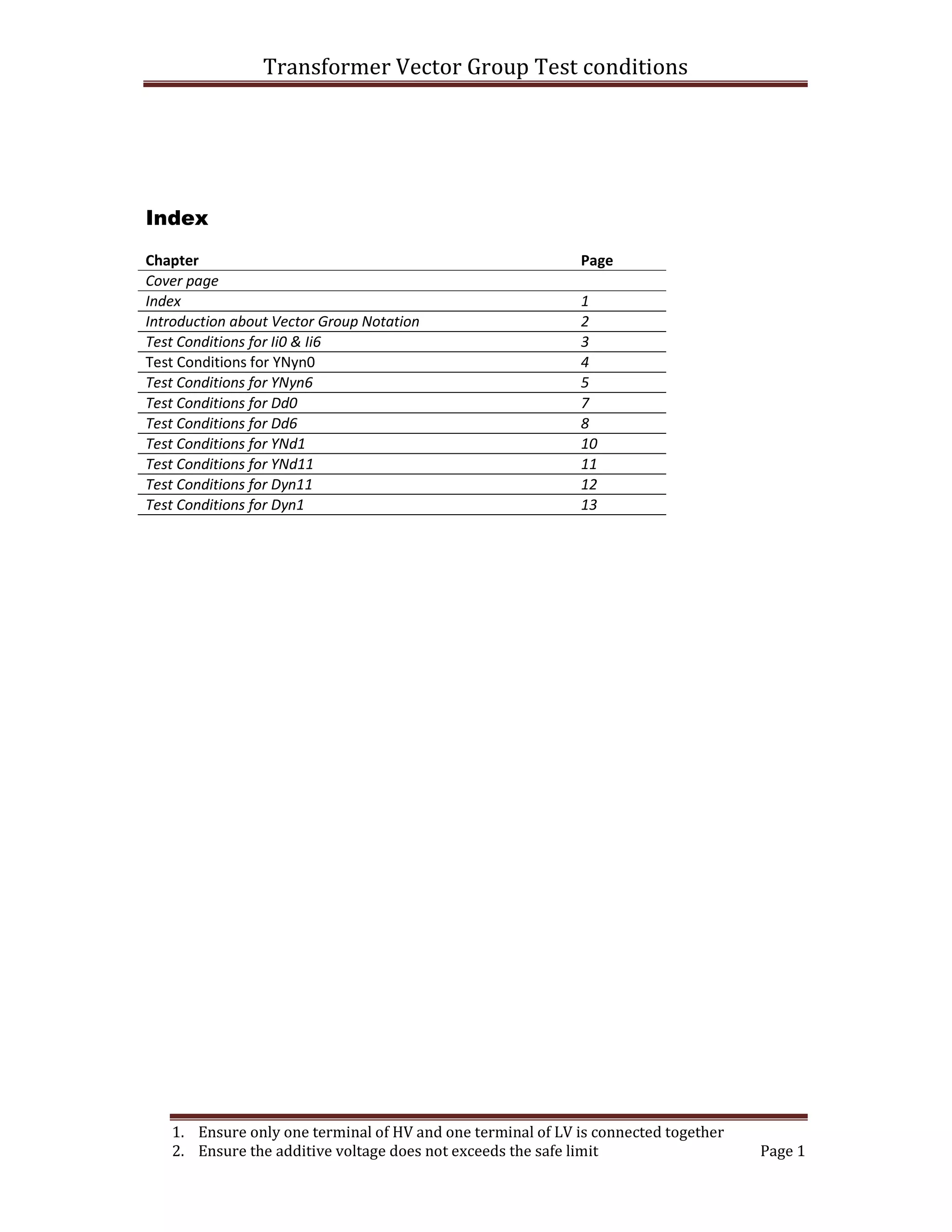 Transformer vector group_test_conditions | PDF