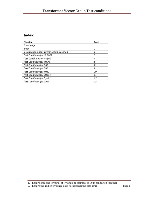 Transformer vector group_test_conditions | PDF