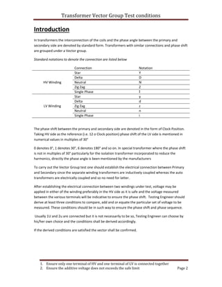 Transformer vector group_test_conditions | PDF