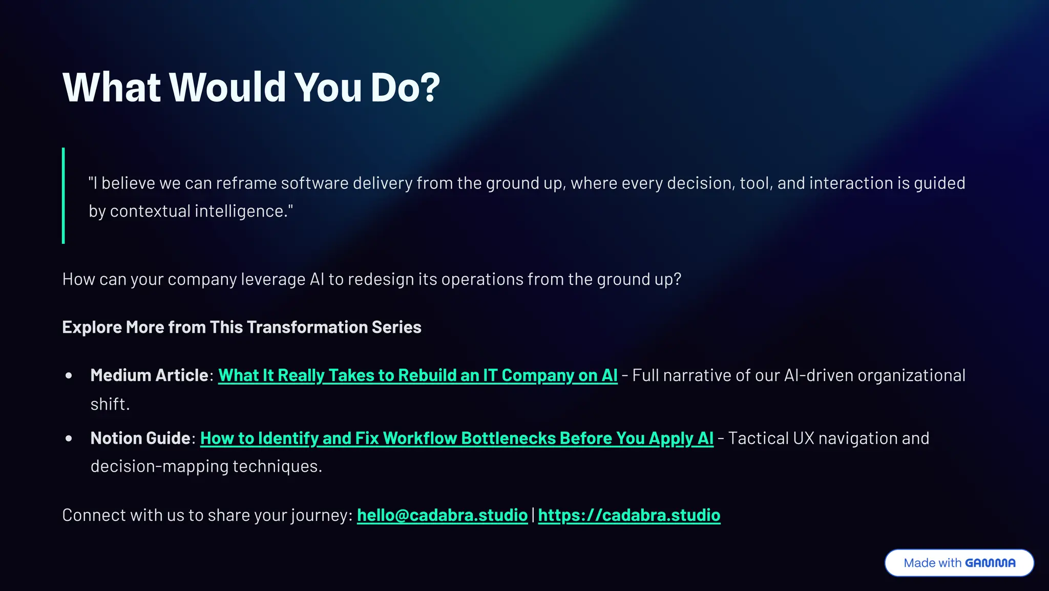 Rebuilding Cadabra Studio: AI as Our Core Foundation | PDF