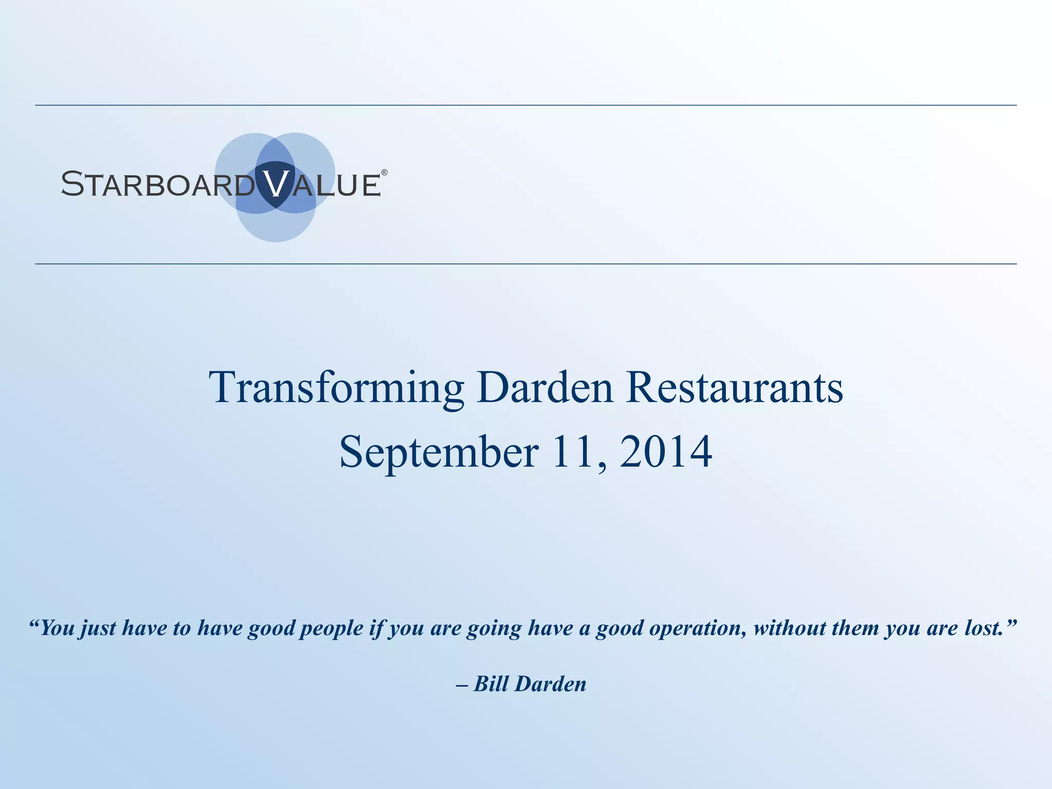 Transforming Darden - The Starboard Value Paper on Olive Garden Etc | PDF | Business ...