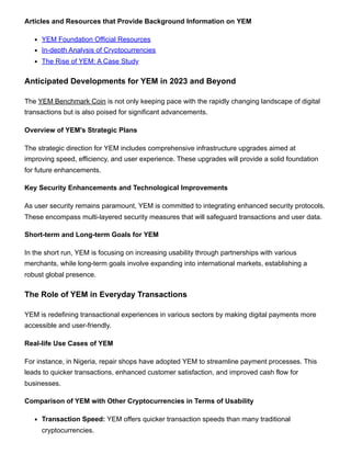 Transforming Everyday Transactions with YEM Benchmark Coin | PDF