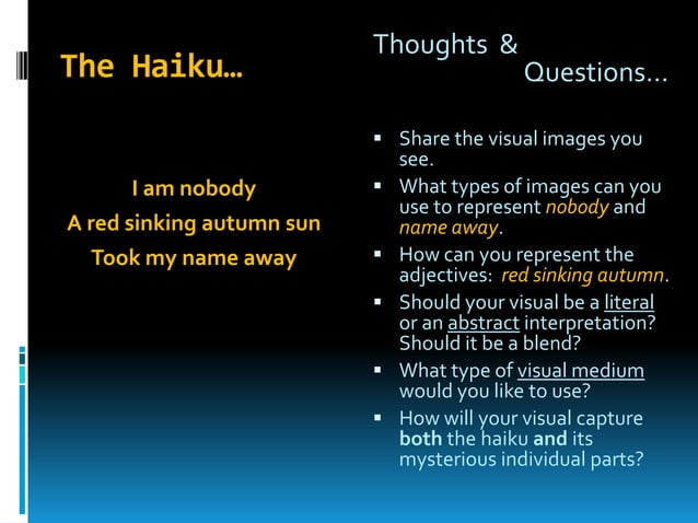 Transforming a haiku into a visual medium | PPT