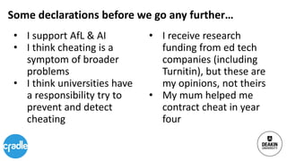 Detecting and addressing contract cheating in online assessment | PPTX