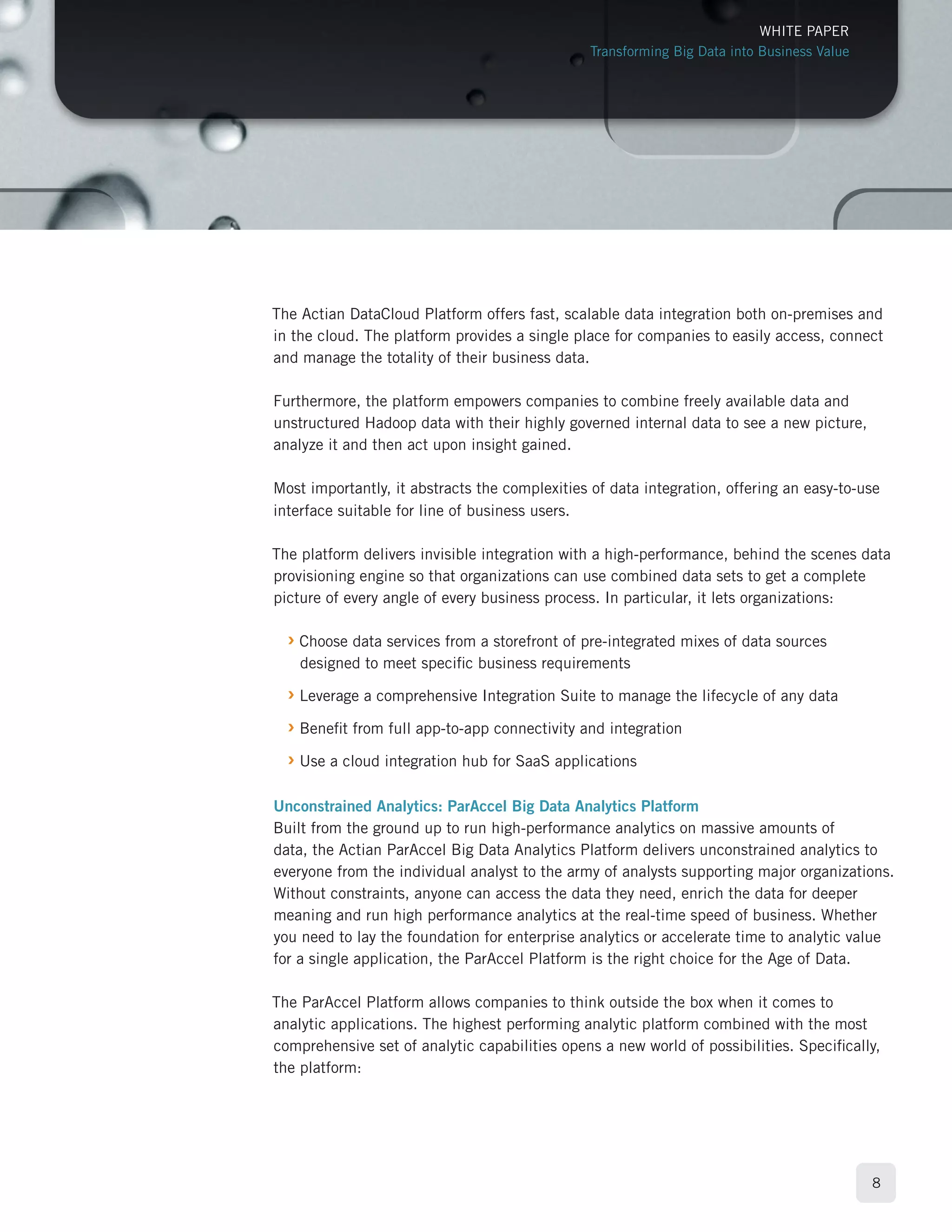 Transforming Big Data into business value | PDF