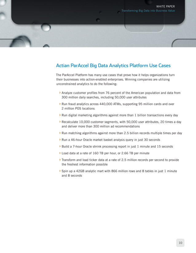 Transforming Big Data into business value | PDF