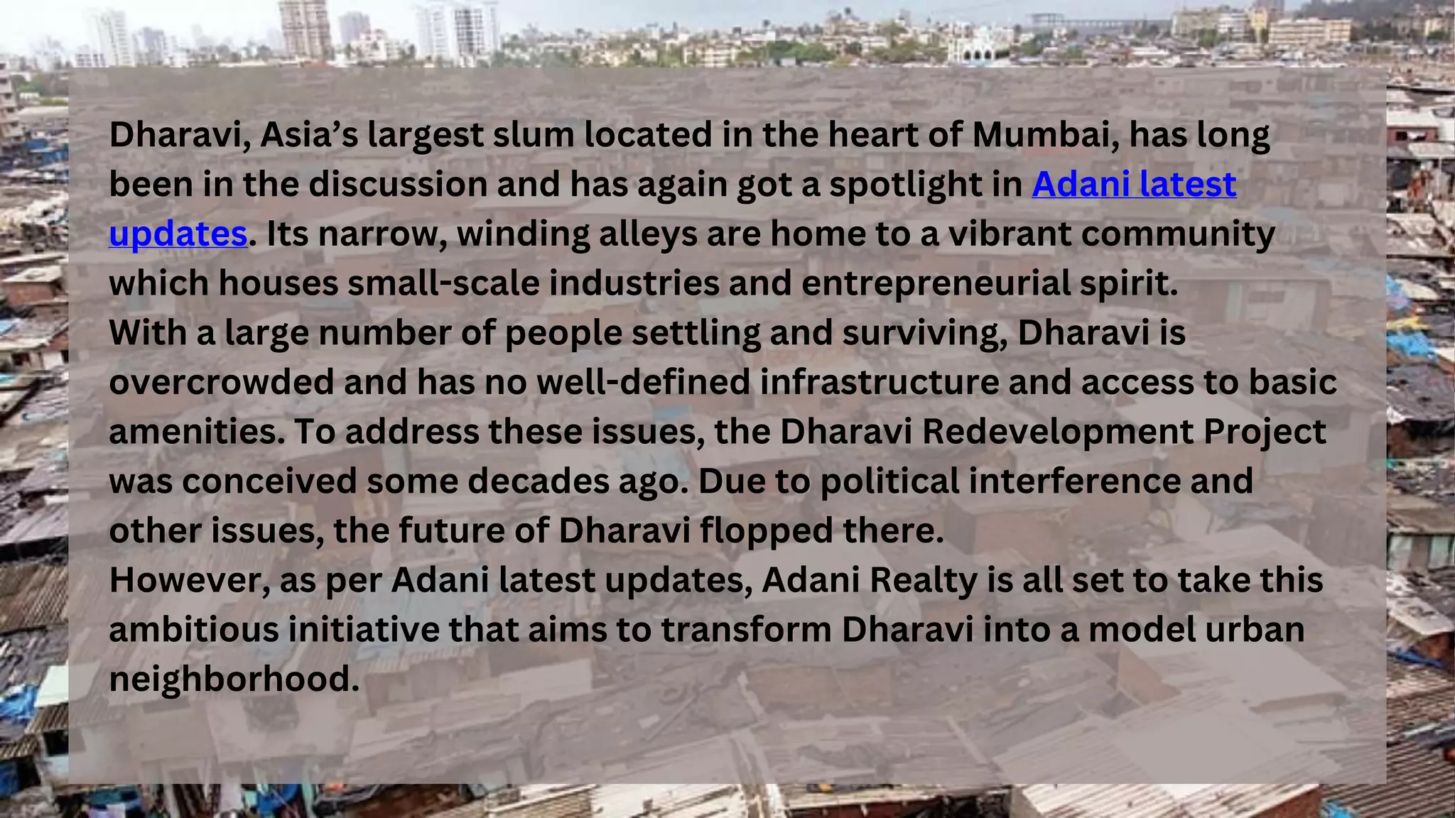 Transforming Dharavi A Comprehensive Look at the Dharavi Redevelopment ...