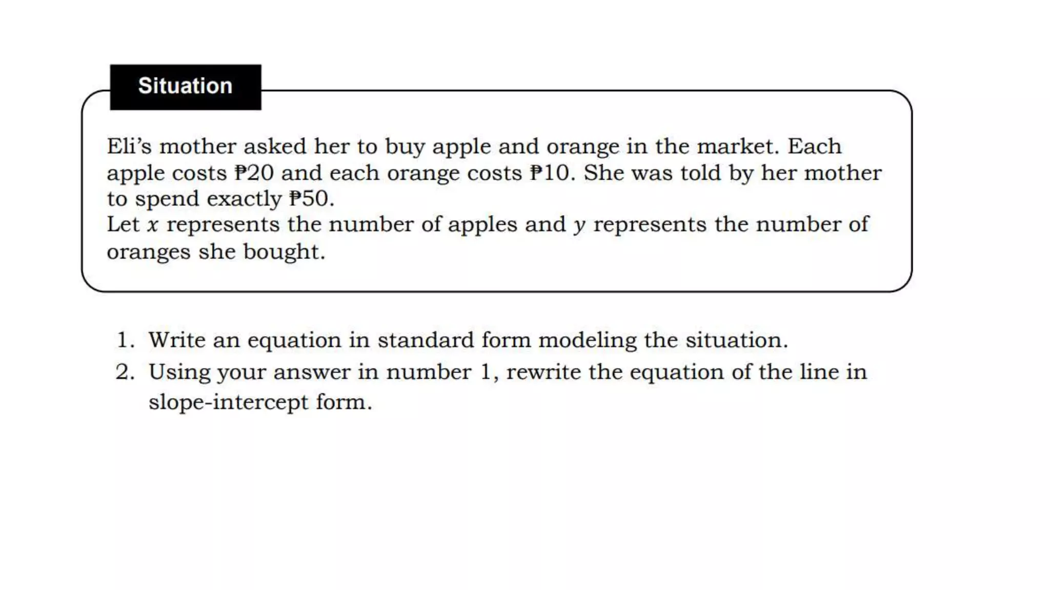 transforming equation to slope intercept form.pptx