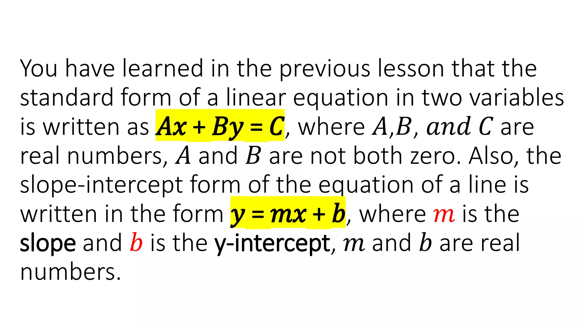 transforming equation to slope intercept form.pptx