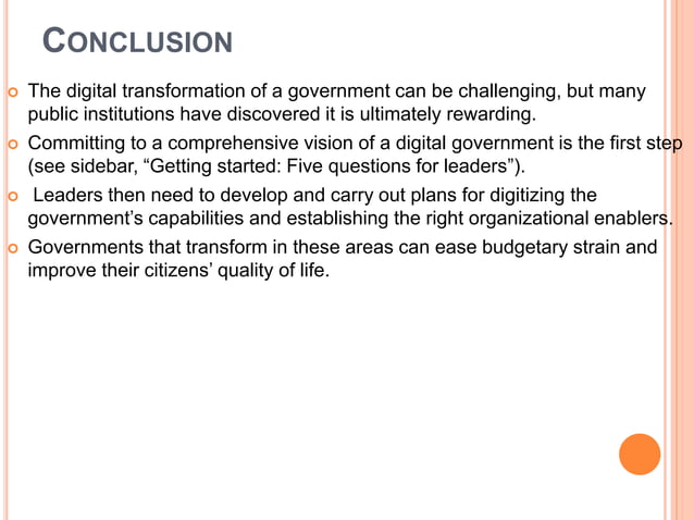Transforming government through digitization | PPTX | Internet | Computing