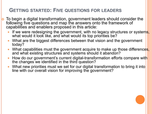 Transforming government through digitization | PPTX | Internet | Computing