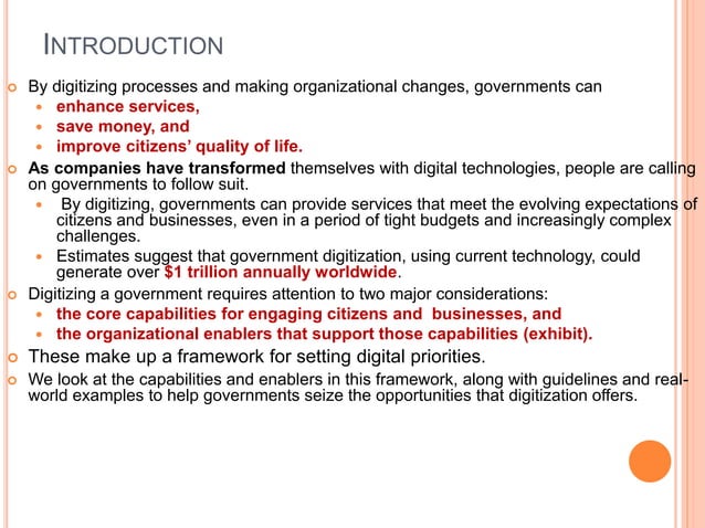 Transforming government through digitization | PPTX | Internet | Computing