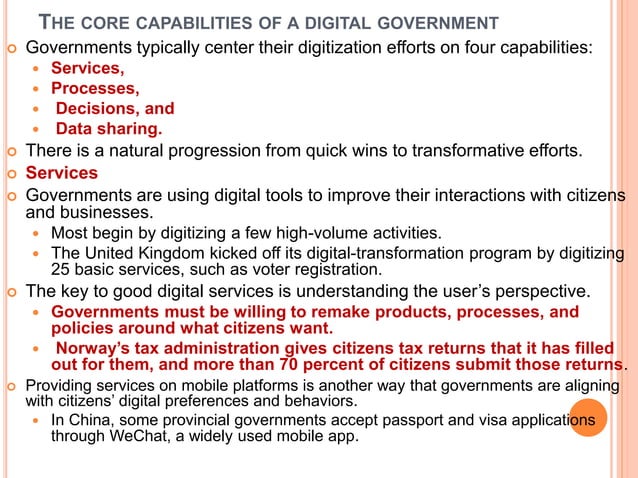 Transforming government through digitization | PPTX | Internet | Computing