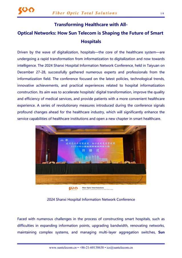 Transforming Healthcare with All-Optical Networks How Sun Telecom is ...