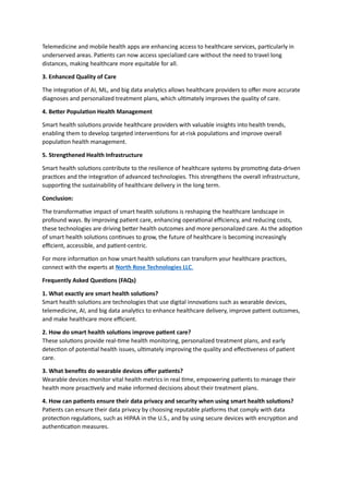 Transforming Healthcare with Smart Health Solutions: Revolutionizing Patient Care and Outcomes | PDF