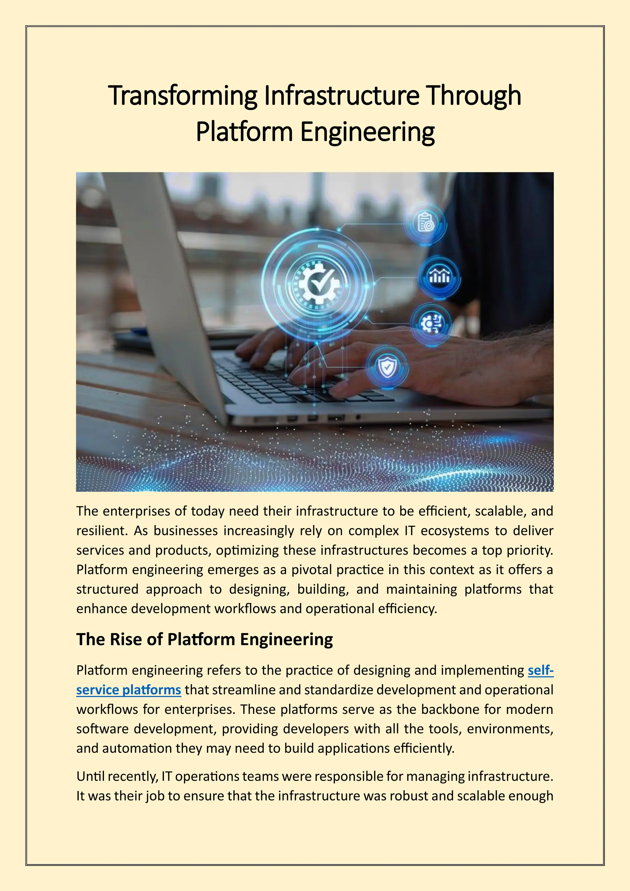 Transforming Infrastructure Through Platform Engineering | PDF