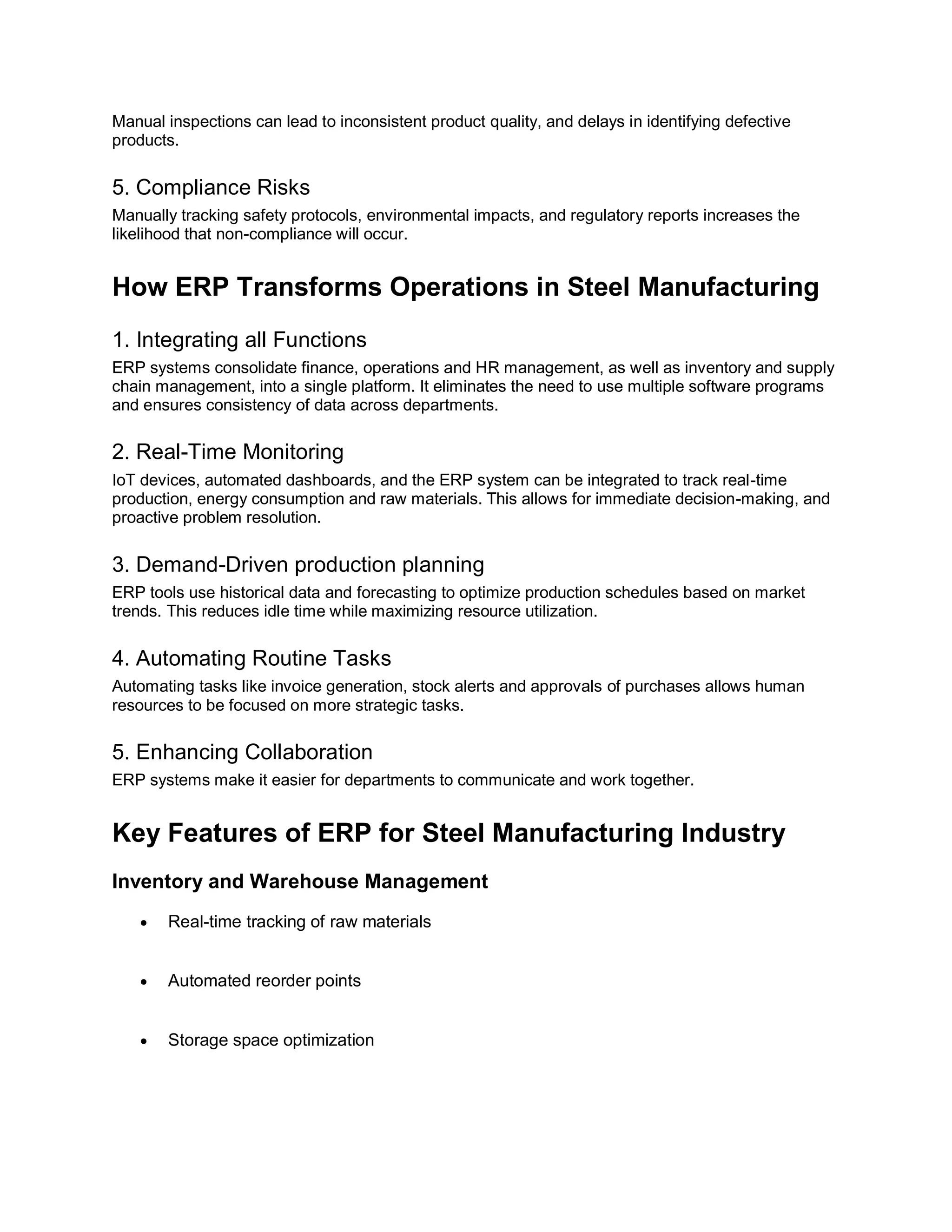 Transforming Operations ERP for Steel Manufacturing Industry | PDF