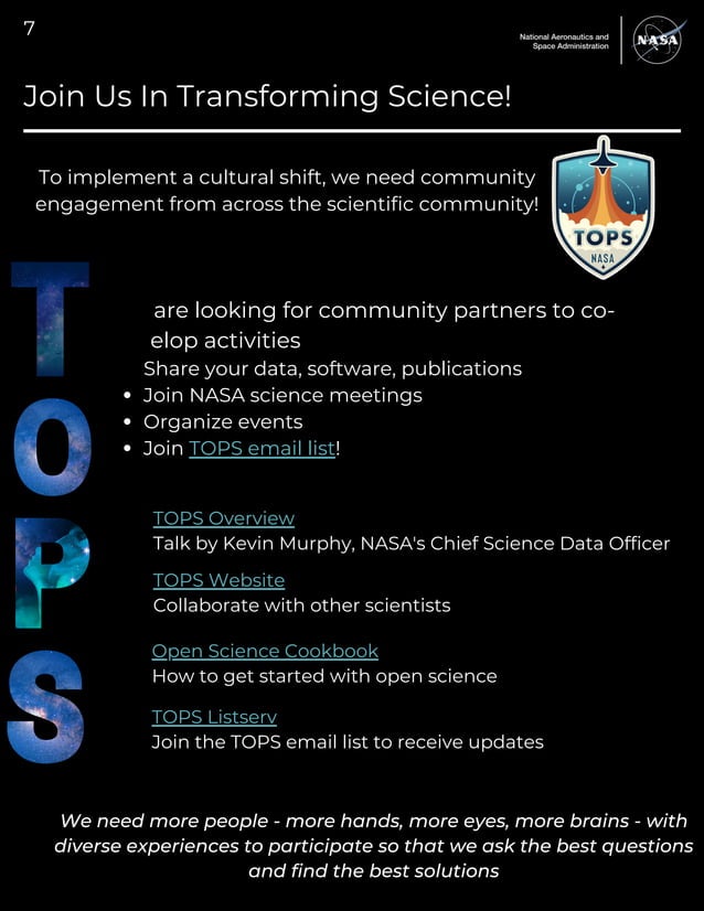 NASA TOPS ( Transform to Open Science ) | PDF
