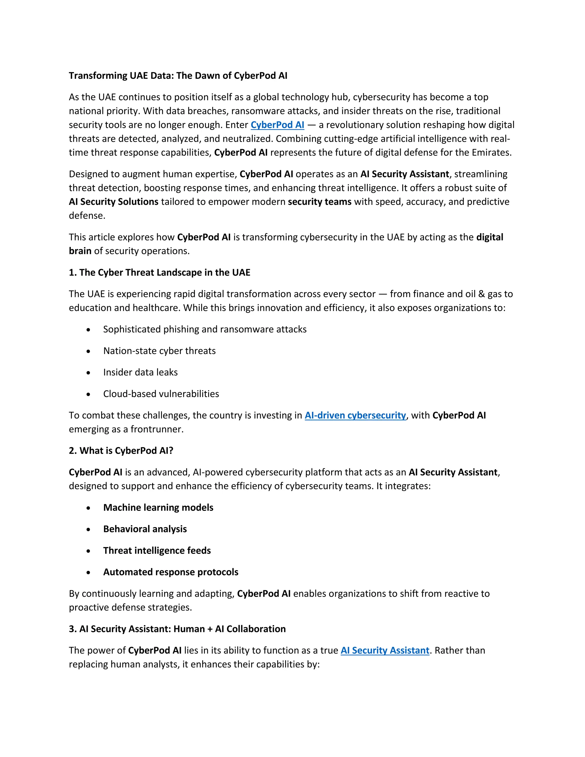 Transforming UAE Data - The Dawn of CyberPod AI | PDF