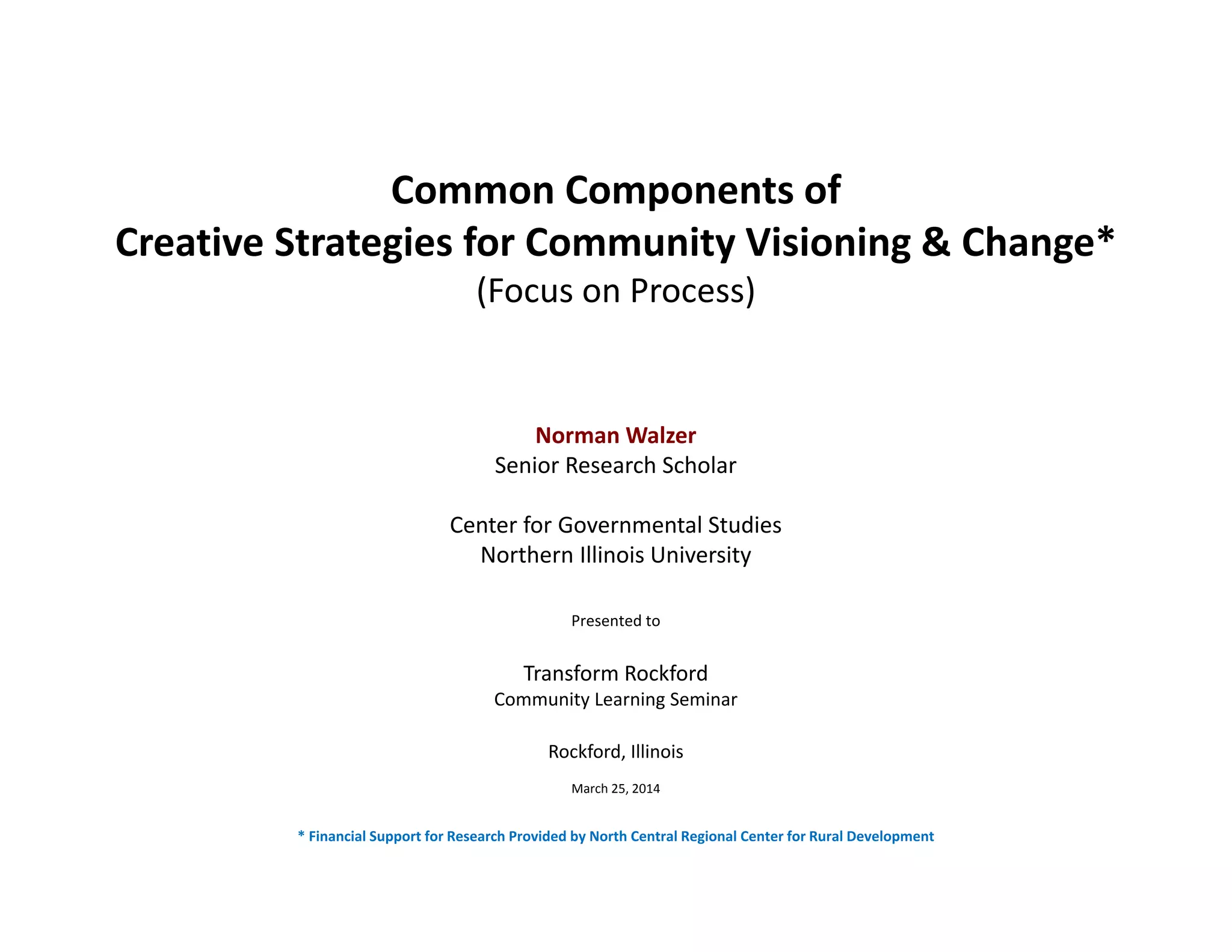 Common Components of Creative Strategies for Community Visioning ...