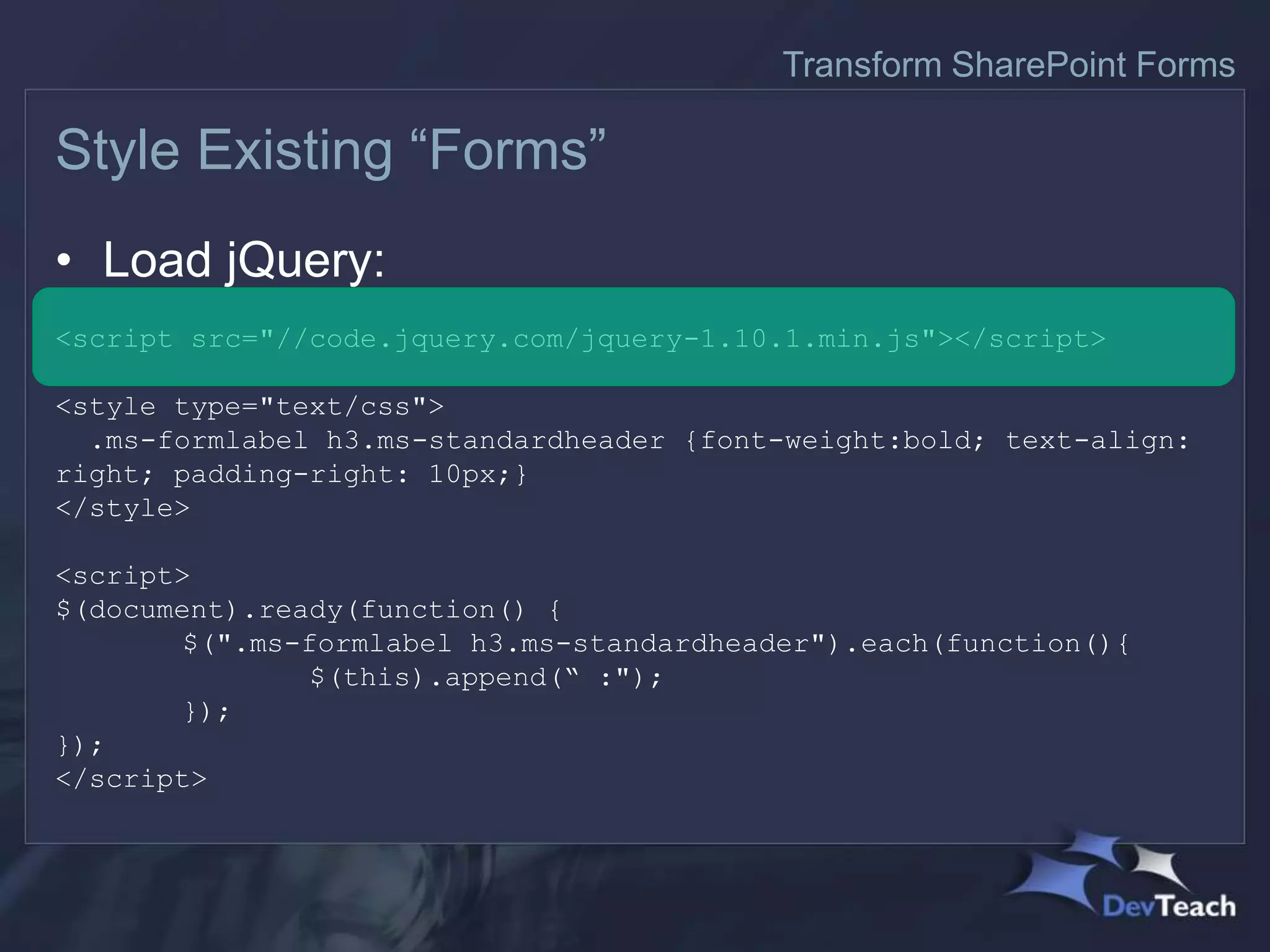 Transform Sharepoint Default List Forms With Html Css And Javascript Ppt 9217