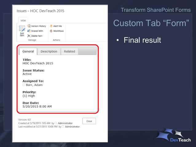 Transform SharePoint default list forms with HTML, CSS and JavaScript | PPT