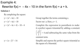 Transforms the Quadratic Function from general form to vertex form.pptx