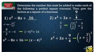 Transforms the Quadratic Function from general form to vertex form.pptx