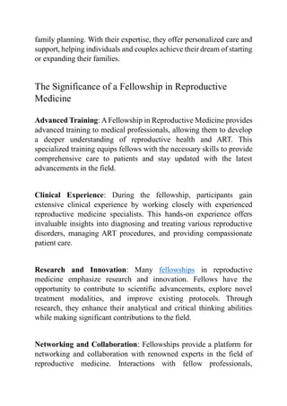 Transform Your Career with a Fellowship in Reproductive Medicine | PDF