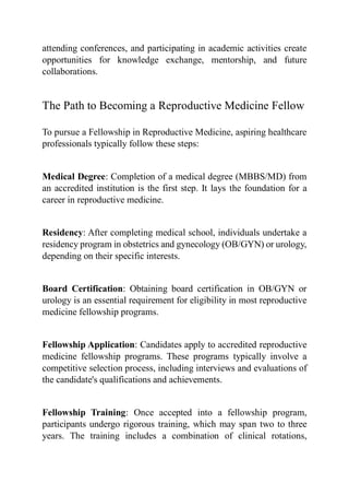 Transform Your Career with a Fellowship in Reproductive Medicine | PDF