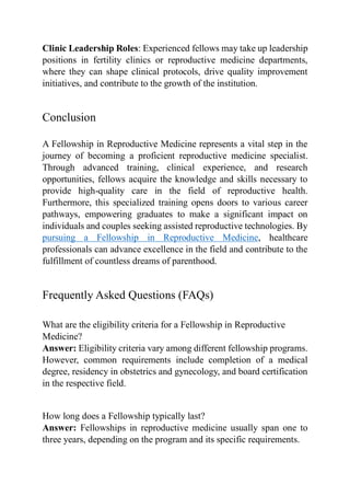 Transform Your Career with a Fellowship in Reproductive Medicine | PDF