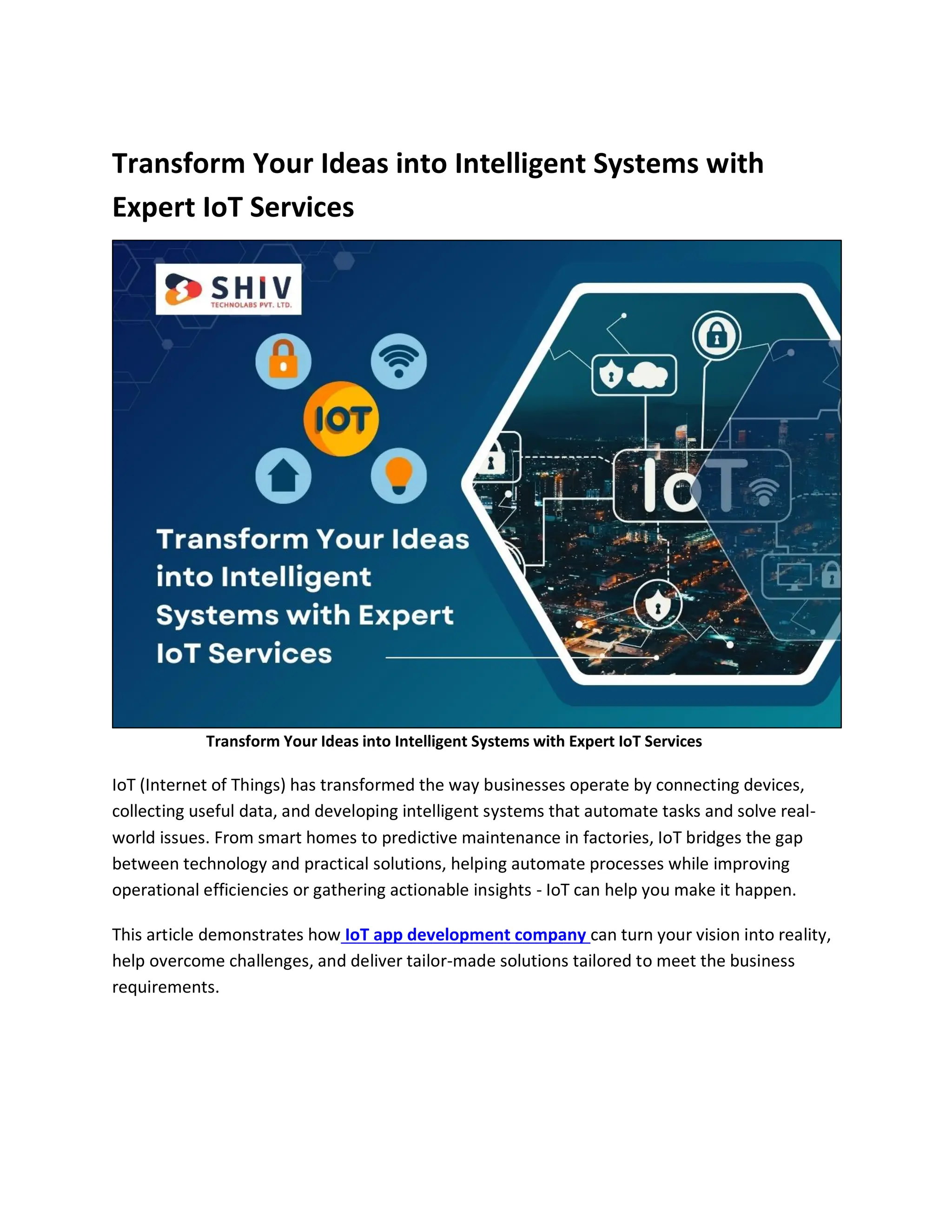 Revolutionize Ideas with Top IoT Development Services | PDF