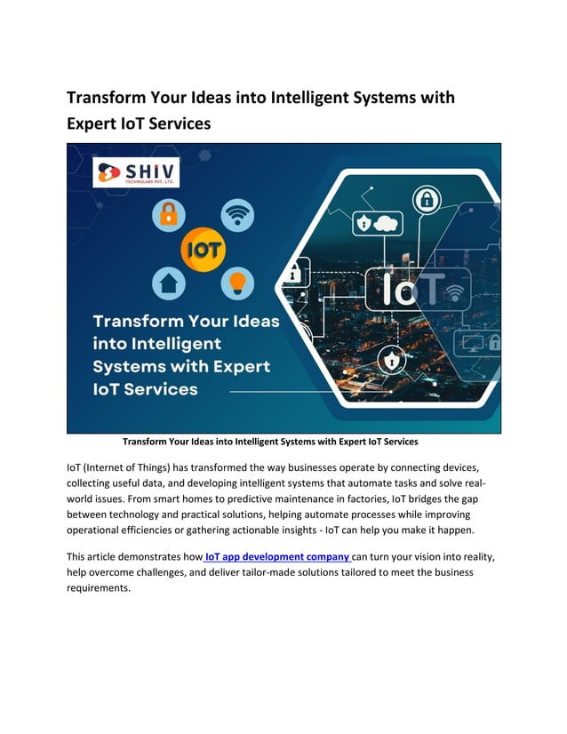 Revolutionize Ideas with Top IoT Development Services | PDF