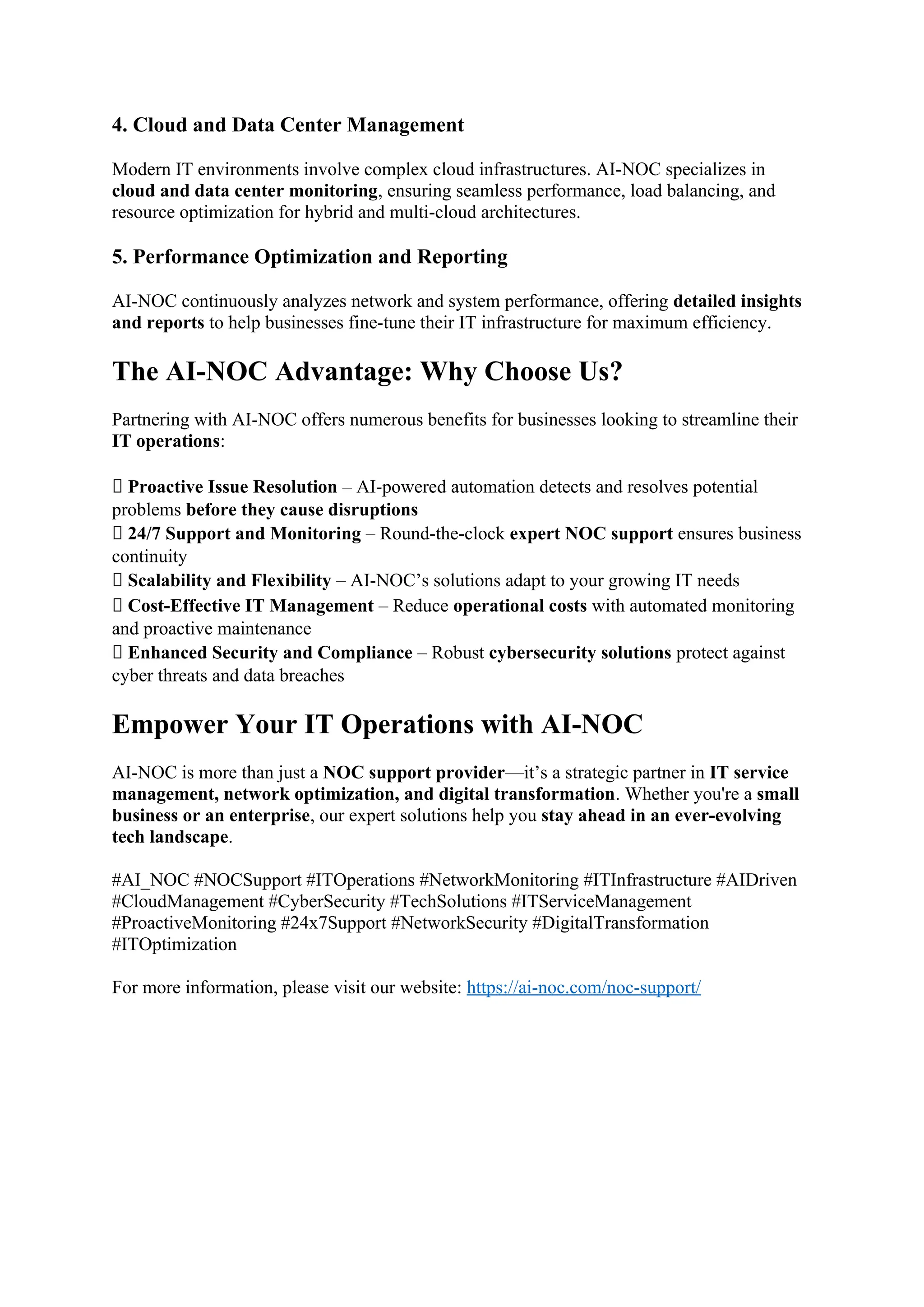 Transform Your IT Operations with AI-NOC’s Expert NOC Support | PDF