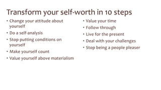 Transform Your Self Worth with 10 Simple Steps | PDF